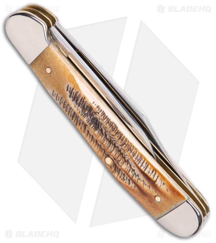 Case Copperhead Pocket Knife 3.875" Bone Stag - Blade HQ
