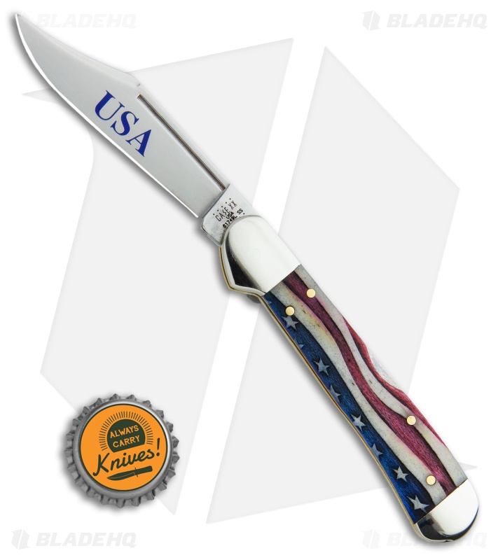 Case Knives Mini CopperLock Knife Star Spangled Natural Bone