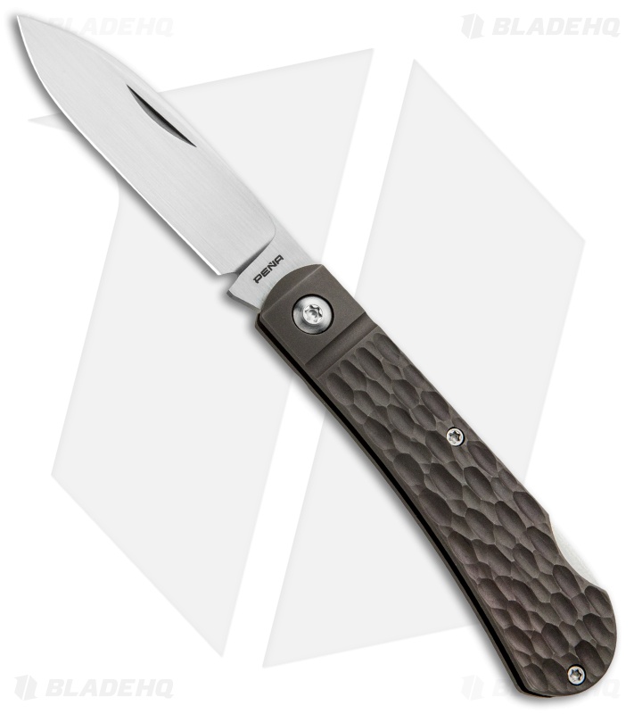 Pena Knives Custom Lockback Traditional Knife Sculpted Ti (2.88" Satin ...