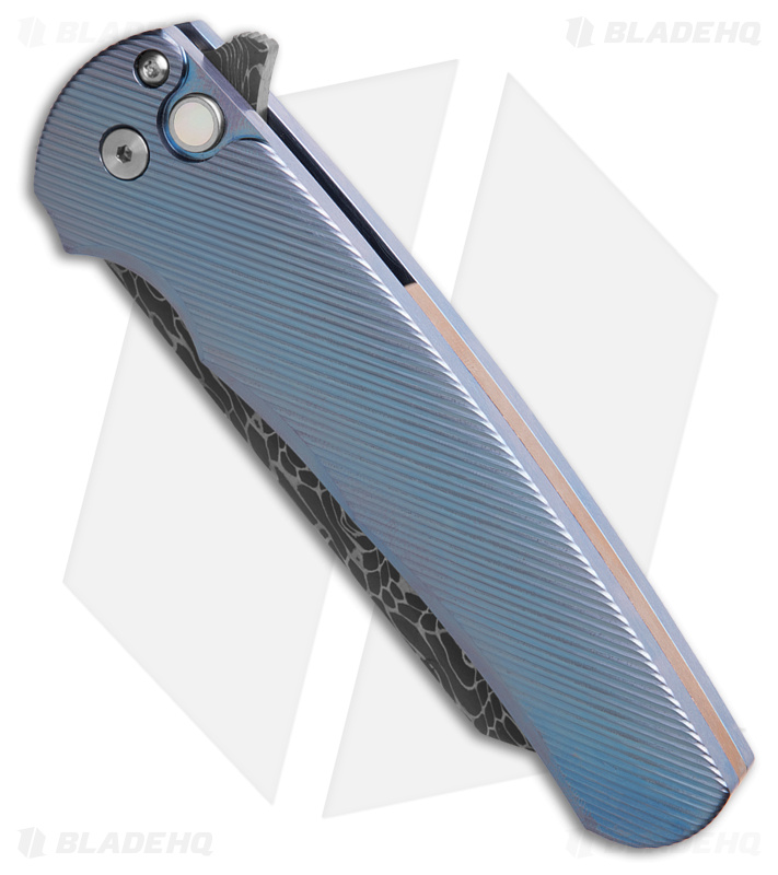 Pro-Tech Malibu Reverse Tanto Knife Blue Ti Mirror Blade HQ