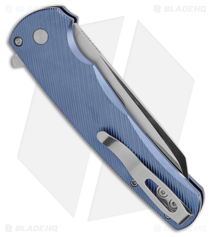 Pro-Tech Malibu Reverse Tanto Knife Blue Ti Mirror Blade HQ
