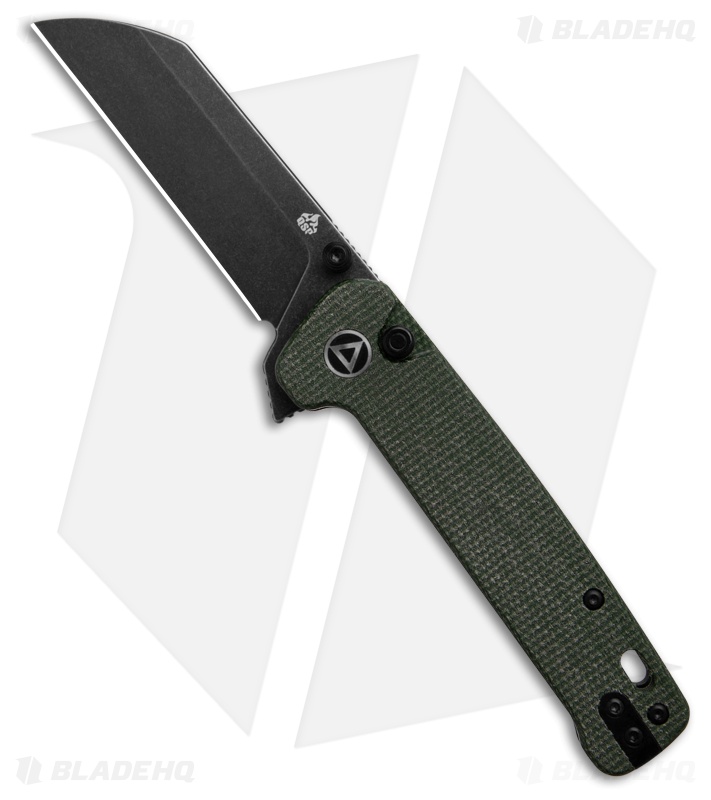 QSP Penguin Button Lock Knife Green Micarta Black SW