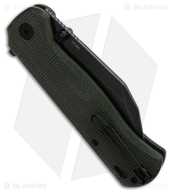 QSP Swordfish Button Lock Knife Green Micarta - Blade HQ