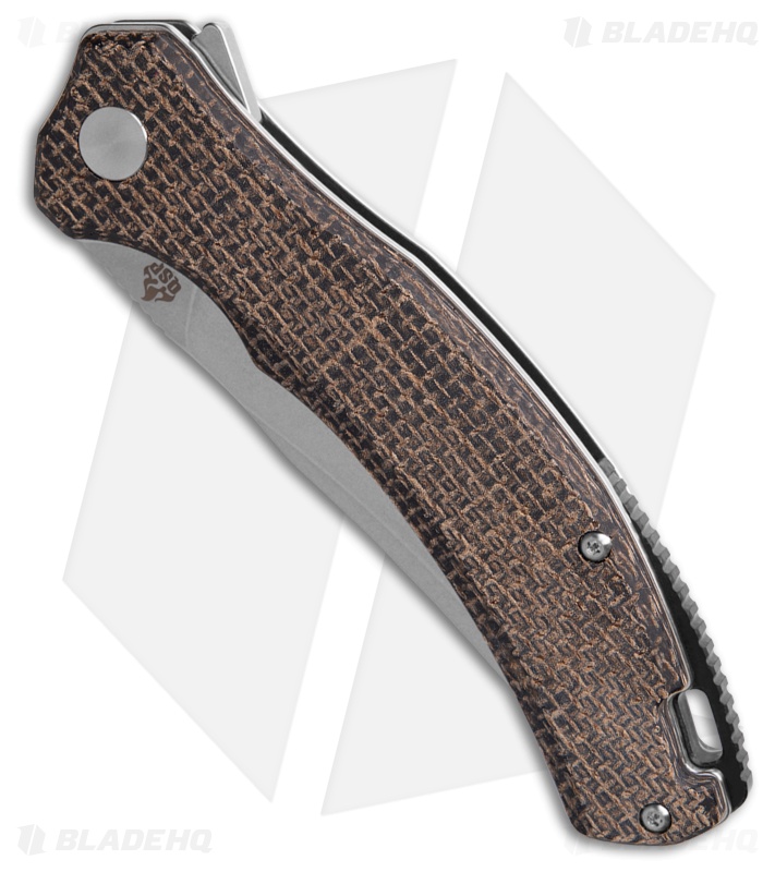 QSP Walrus Knife Brown Rough Micarta Trailing Point SW
