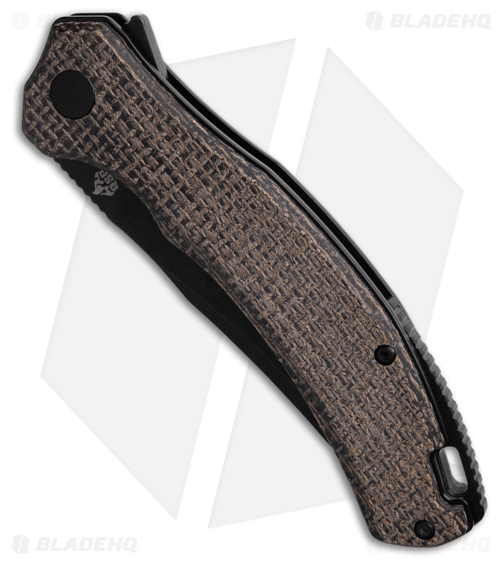 QSP Walrus Knife Brown Rough Micarta Trailing Point Black SW