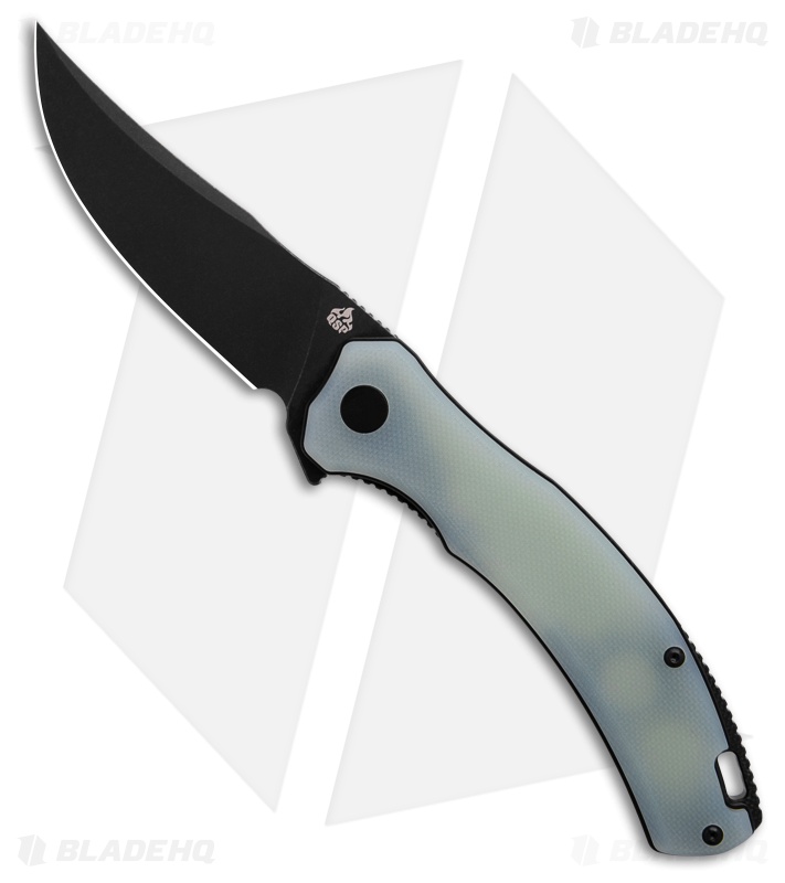 QSP Walrus Pocket Knife Jade G-10 Trailing Point Black SW D2