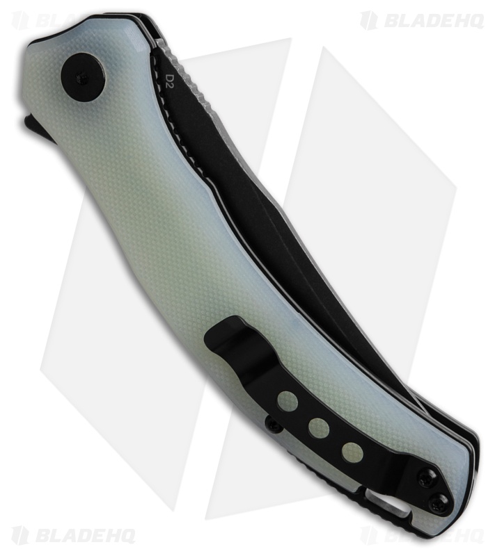 QSP Walrus Pocket Knife Jade G-10 Trailing Point Black SW D2