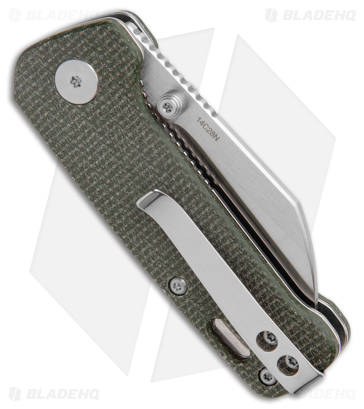QSP Penguin Mini Liner Lock Green Micarta (Satin) - Blade HQ