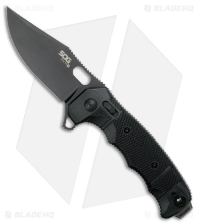 SOG Seal XR TI Black Polymer Flipper Black Clip Point