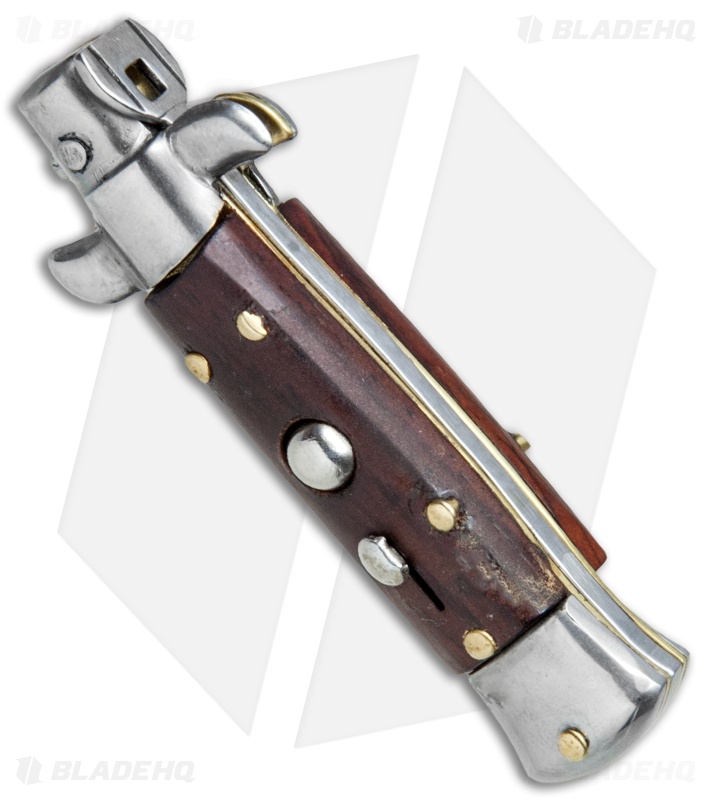 4.5" Italian Mini Stiletto Clip Point Automatic Knife Gonzo Wood (2 ...