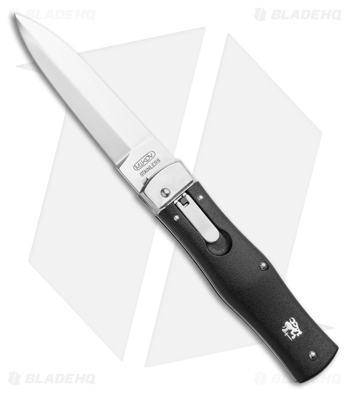 Mikov Predator Lever Lock Dagger Auto Knife Black (3.75" Polish) Pocket ...