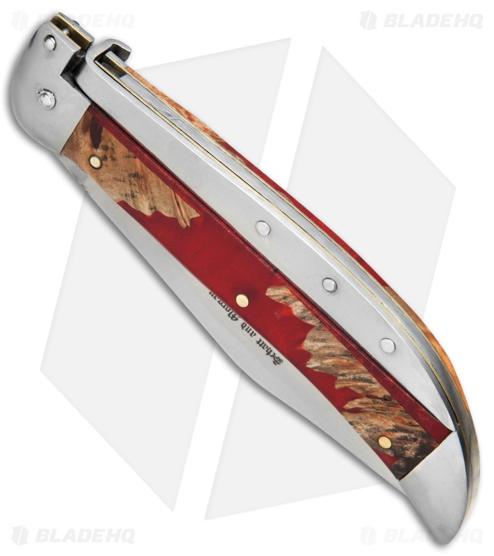 Schatt & Morgan Express #71 Automatic Knife Red Shock Wood (4.25" Satin ...