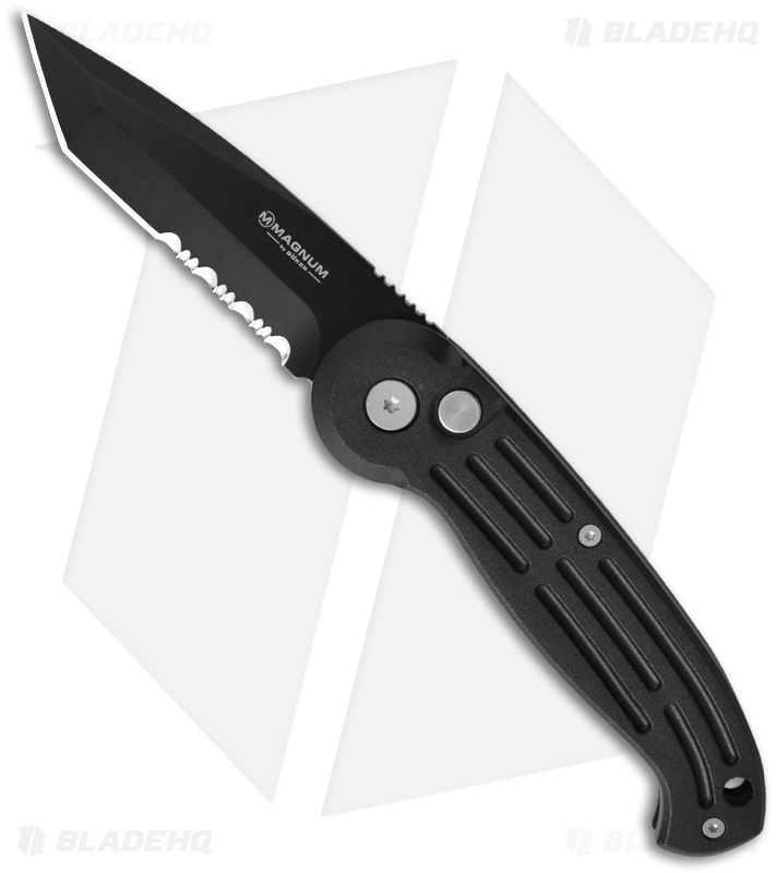 Boker | Magnum Tanto Automatic Knife | Black | Black Serrated | Blade HQ