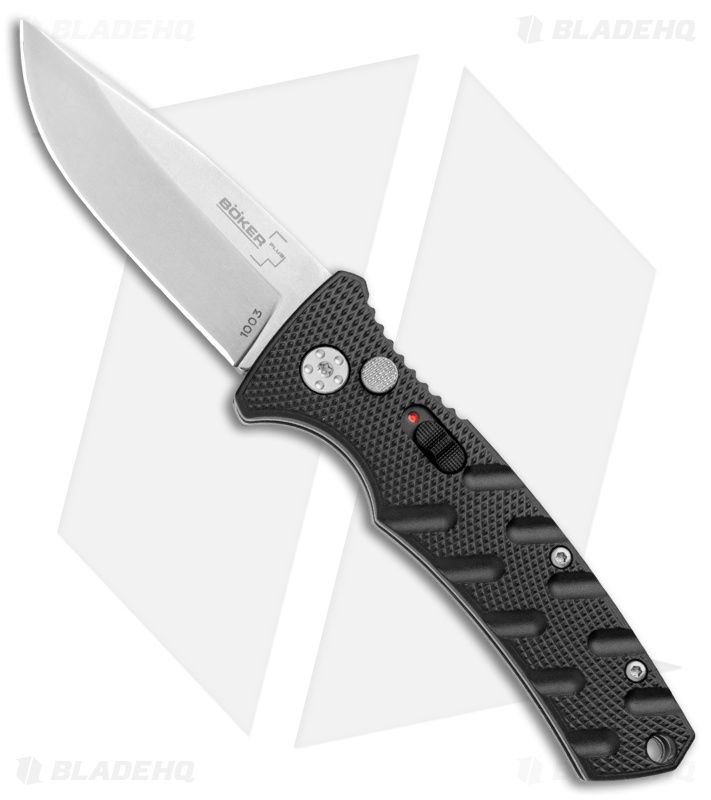 Boker Mini Strike Drop Point Auto Knife Stonewash Blade HQ