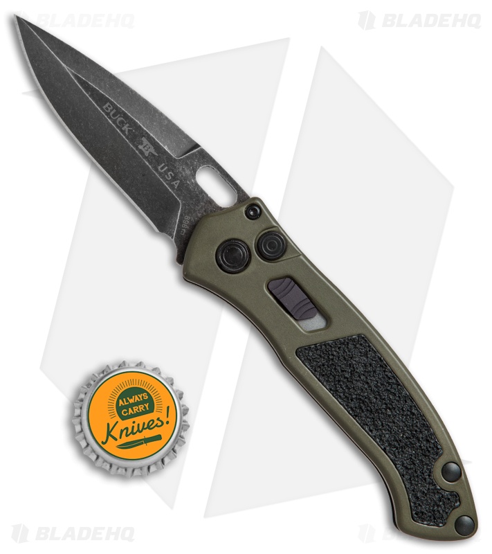 Buck Impact Automatic Knife OD Green (3.125" Black SW) 0898GRS - Blade HQ