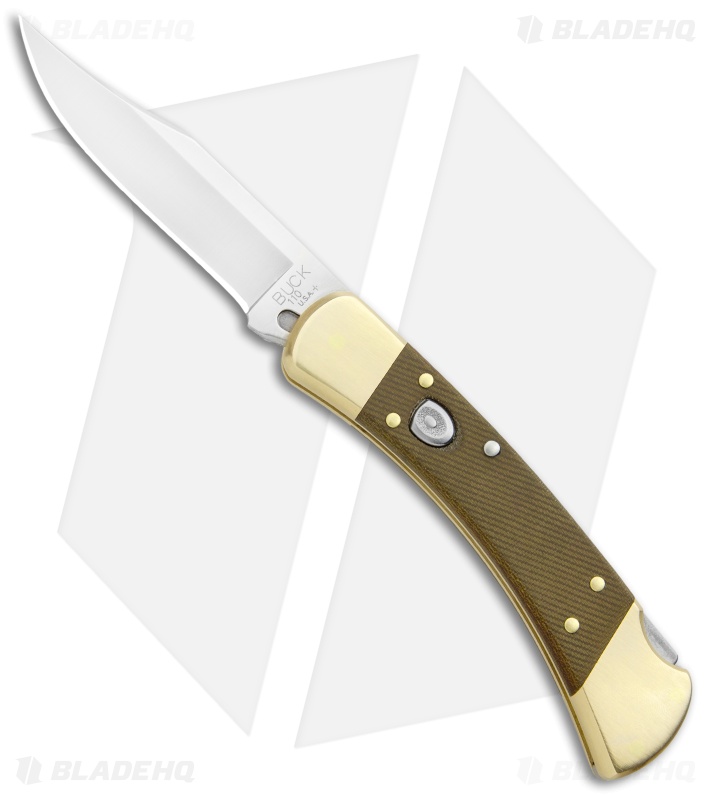 Buck 110 Automatic| Lockback Knife | OD Green Micarta/Brass S30V