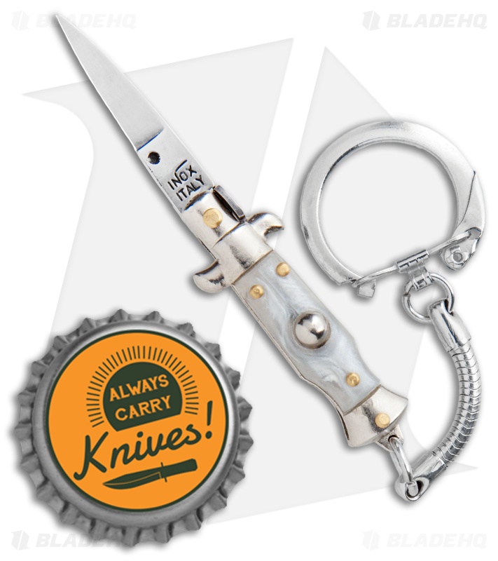 SKM 2.75" Keychain Stiletto Automatic Knife Gray (1.2" Satin Flat ...