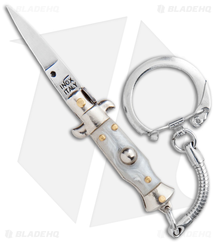 SKM 2.75" Keychain Stiletto Automatic Knife Gray (1.2" Satin Flat ...