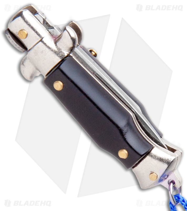 SKM Italian Stiletto Keychain Automatic Knife Black/Blue (1.125" Satin ...