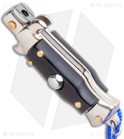 SKM Italian Stiletto Keychain Automatic Knife Black/Blue (1.125" Satin ...