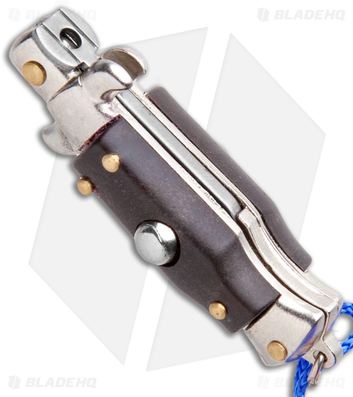 SKM Italian Stiletto Keychain Automatic Knife Brown/Blue (1.125" Satin ...