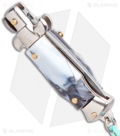 SKM Italian Stiletto Keychain Automatic Knife Marble/Teal (1.125" Satin ...