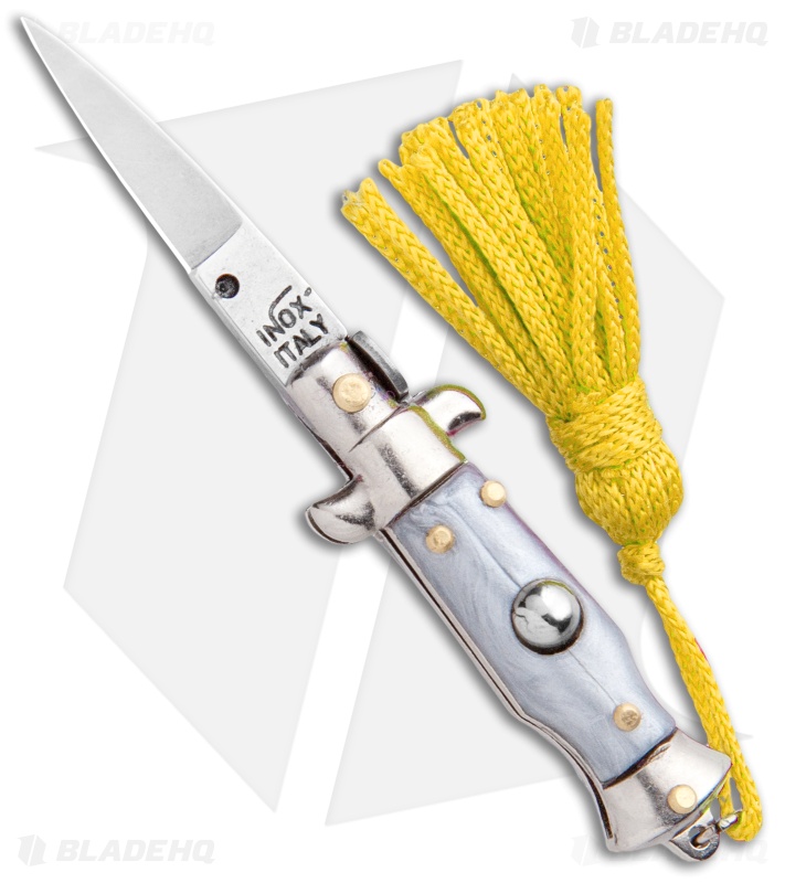 SKM Italian Stiletto Keychain Automatic Knife Silver/Yellow (1.125 ...