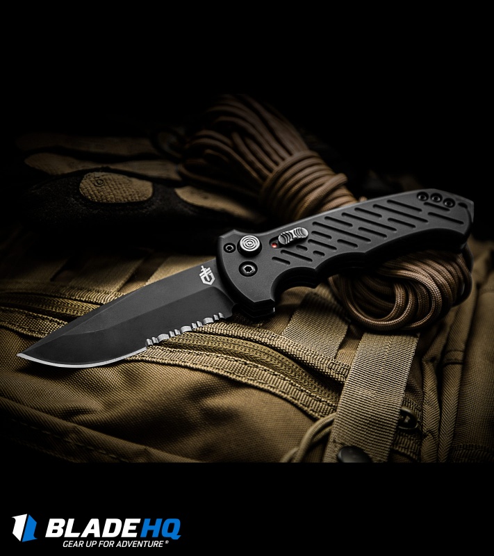 Gerber Auto 06 Automatic Knife S30V Drop Point (3.6" Black Serr) 0377 ...