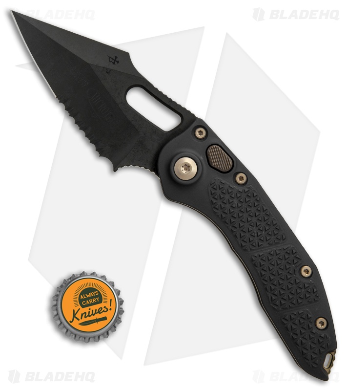 Microtech Stitch Automatic Knife Black (3.75" Apocalyptic DLC Serr) 169 ...