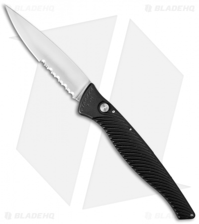 Piranha DNA Automatic Knife Black (3.25" Mirror Serr) - Blade HQ