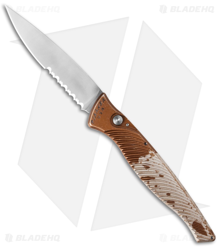 Piranha DNA Automatic Knife Desert Camo (3.25" Mirror Serr) - Blade HQ