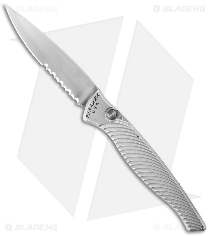 Piranha DNA Automatic Knife Silver (3.25" Mirror Serr) - Blade HQ
