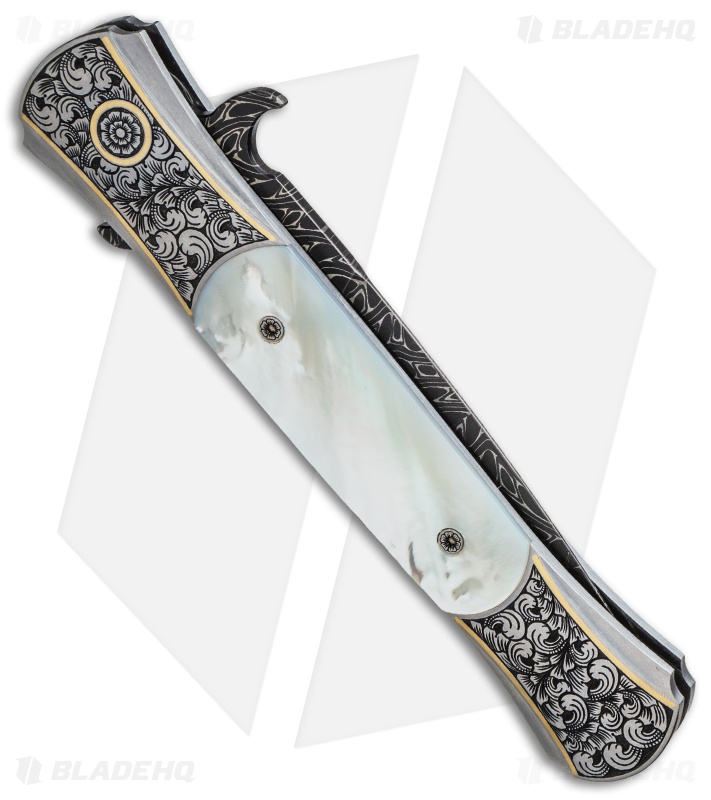 Pro-Tech Large Don Ultimate Custom Automatic Knife Steel/MOP (Damascus ...