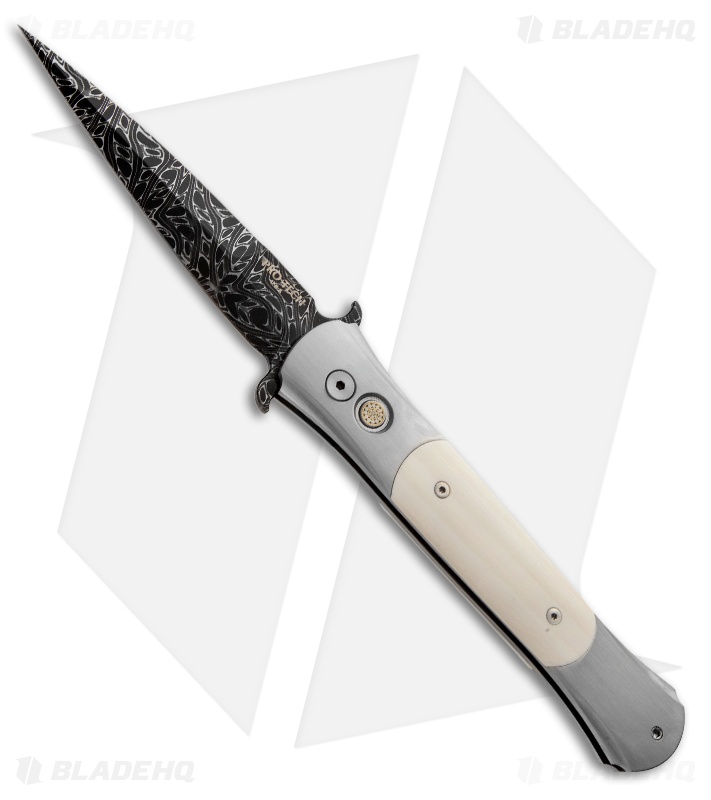 Pro-Tech Large Don Automatic Knife Steel Custom Ivory (4.5" Damascus ...