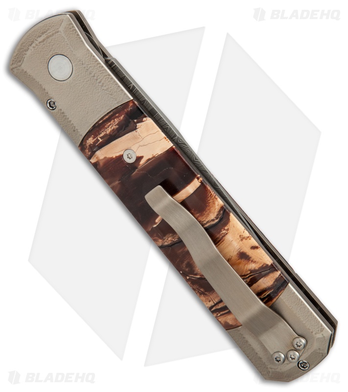 Pro-Tech Godfather Custom Automatic Titanium/Mastodon Ivory (Damascus ...