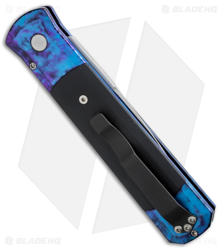 Pro-Tech Godfather Blue Jazz Automatic Knife Black G-10 (4" Satin) 909 ...