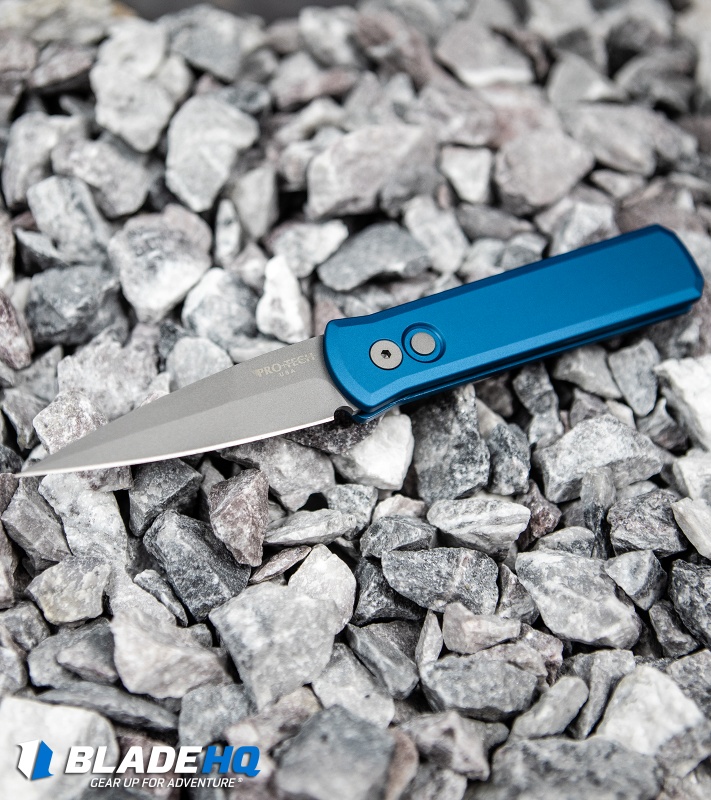 Pro-Tech Godson - Automatic Switchblade Knife | Blue + Bead Blast