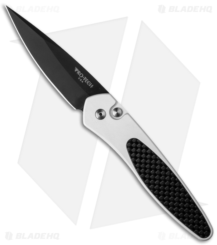 Pro-Tech Newport Automatic Knife Silver/Carbon Fiber (3" Black) 3412 ...