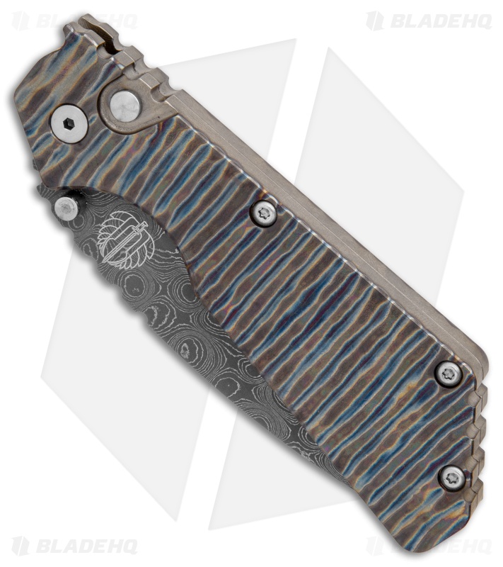 Strider + Pro-Tech Custom PT | Automatic Knife Tiger Stripe Ti | Damascus