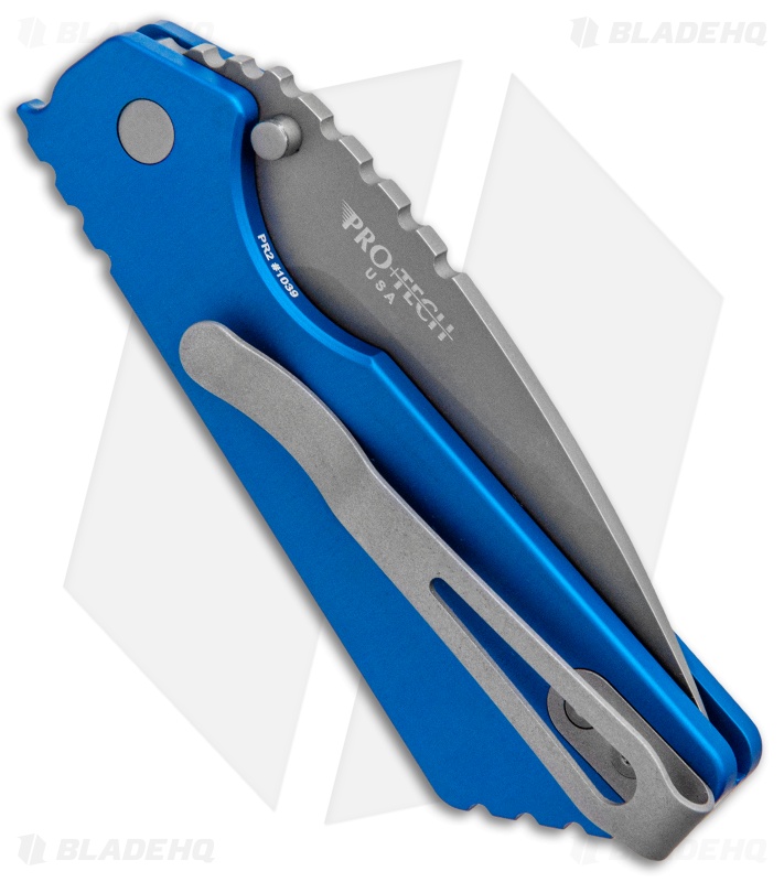 Strider + Pro-Tech PT - Automatic Knife | Blue + Blasted | Blade HQ