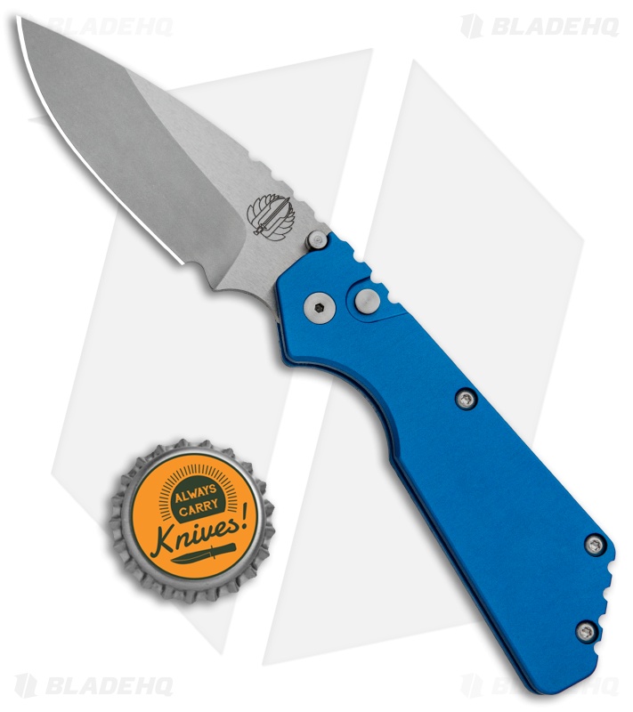 Strider + Pro-Tech PT | Automatic Knife | Blue | Stonewash Blade