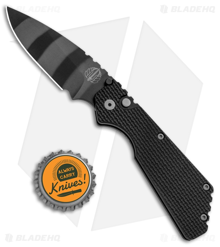Strider + Pro-Tech PT | Automatic Knife | Knurled Black + Tiger Stripe