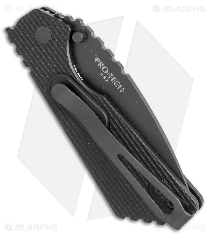 Strider + Pro-Tech PT Automatic Knife Knurled Black (2.75" Black ...