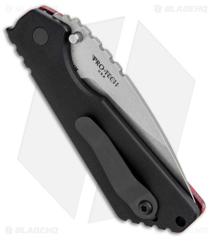 Strider + Pro-Tech SnG Automatic Knife Red/Orange Grain Micarta (3.5 ...