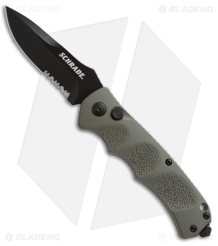 Schrade Extreme Survival Spear Point Automatic Knife Green (3.25" Serr ...