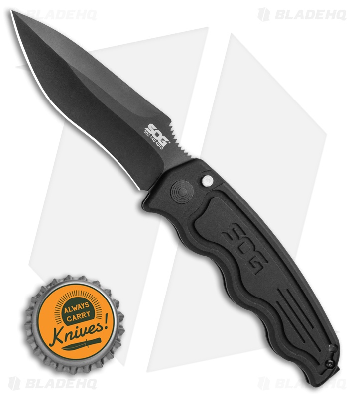 SOG-TAC Automatic Knife Drop Point (3.5" Black) ST-06 - Blade HQ