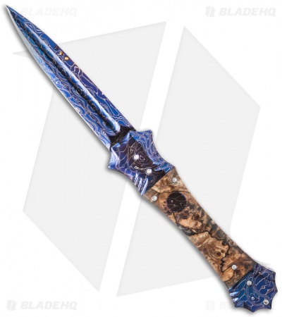 Rainy Vallotton Custom Mace Automatic Knife Spalted Box Elder (4 ...