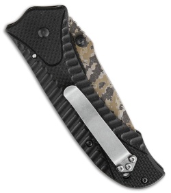 Benchmark Liner Lock Spring Assisted Knife Black G-10 (3.5" Green Camo ...