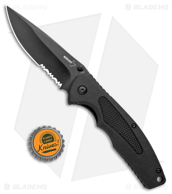 Boker Plus Gemini NGA Spring Assisted Knife Black (3.5" Black Serr ...