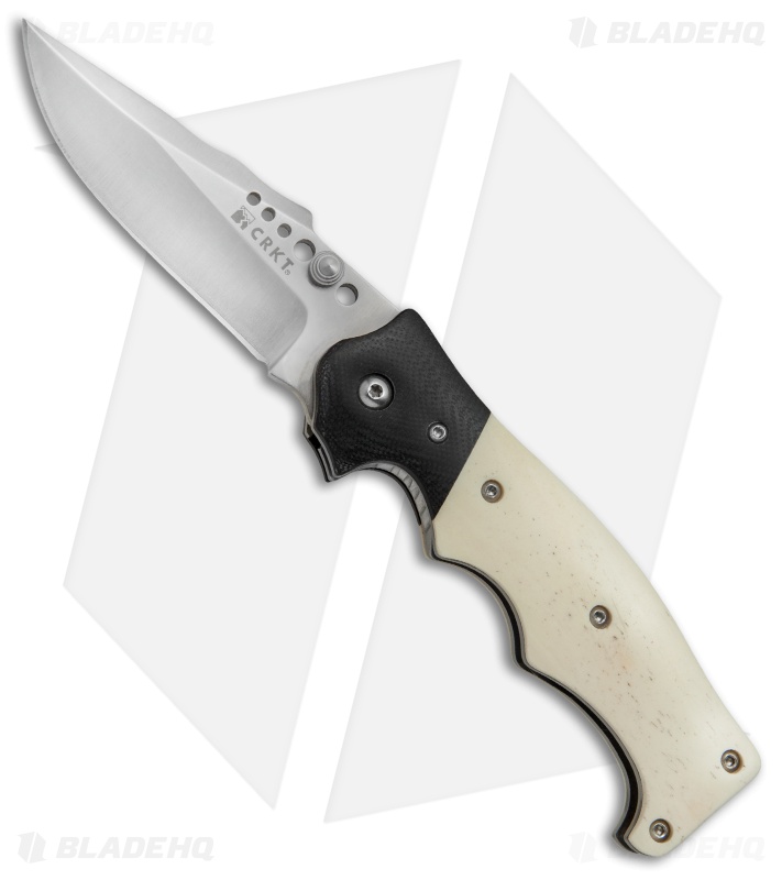 CRKT The Natural 2 Spring Assisted Knife White Bone & G-10 (3.25" Plain ...